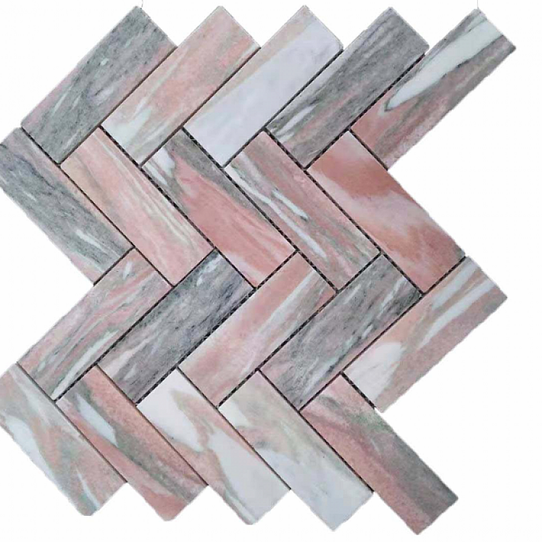 Rossetto Tiles | Entiva Stone Herringbone Pink